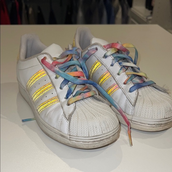 adidas | Shoes | Adidas White And Blue Sneakers With Classic Shell Toe ...